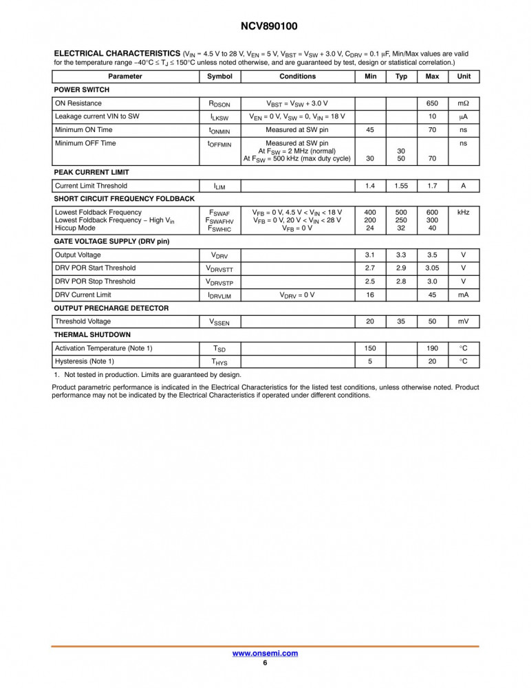 NCV890100 datasheet page 6