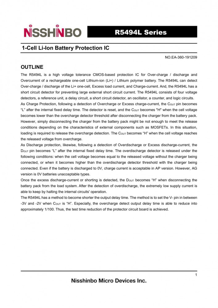 R5494L datasheet page 1