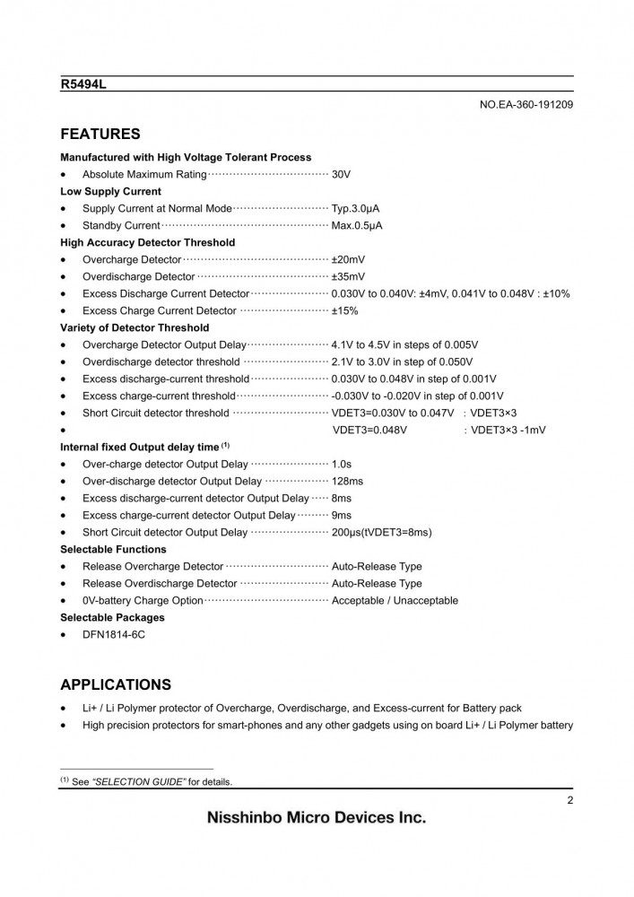 R5494L datasheet page 2
