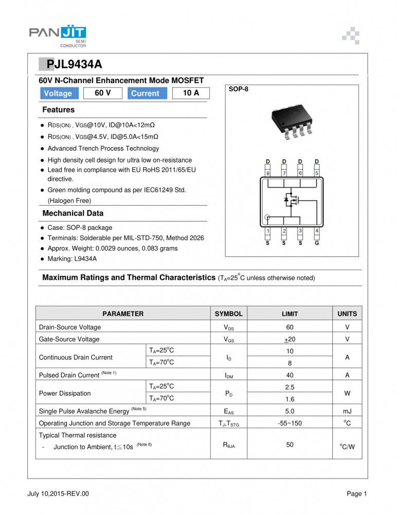 PJL9434A datasheet page 1