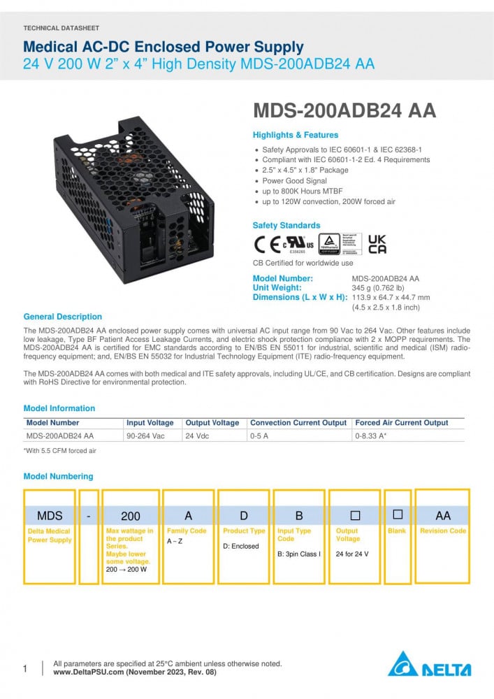 MDS-200ADB24 AA datasheet page 1