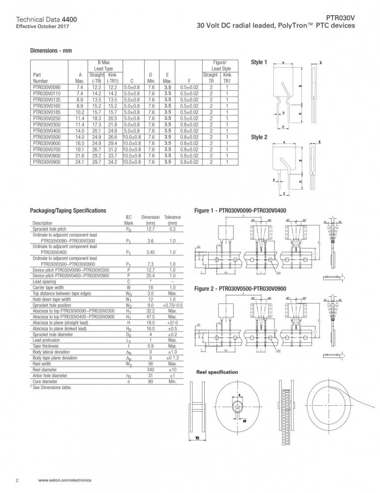 EATON PTR030V0800 technical document page 2