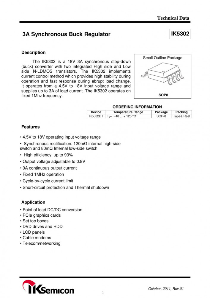 IK5302DT datasheet page 1