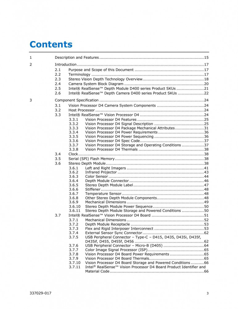 Intel RealSense D400 Series datasheet page 3