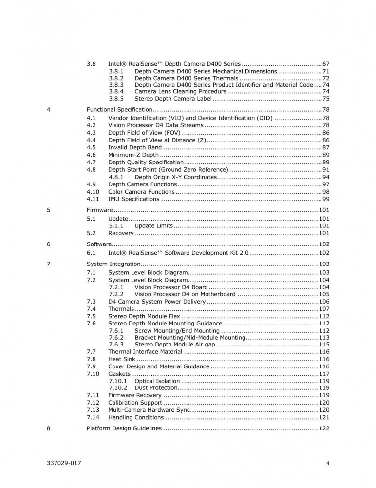 Intel RealSense D400 Series datasheet page 4