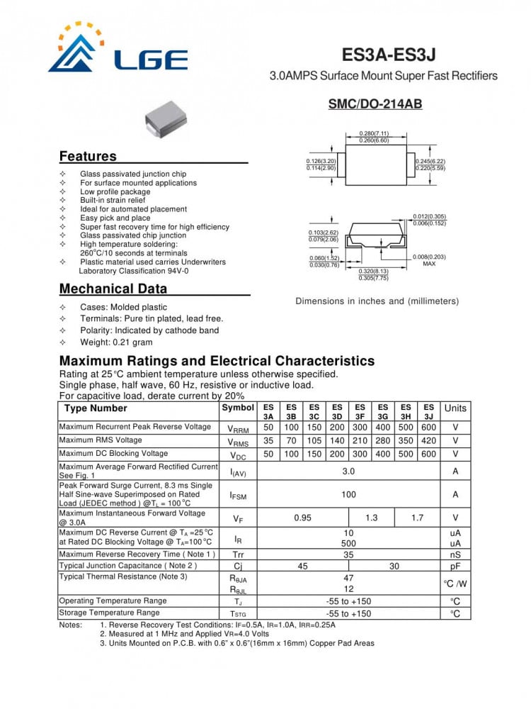 LGE ES3DC datasheet page 1