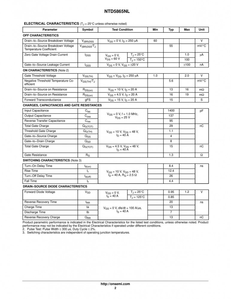 NTD5865NL datasheet page 2