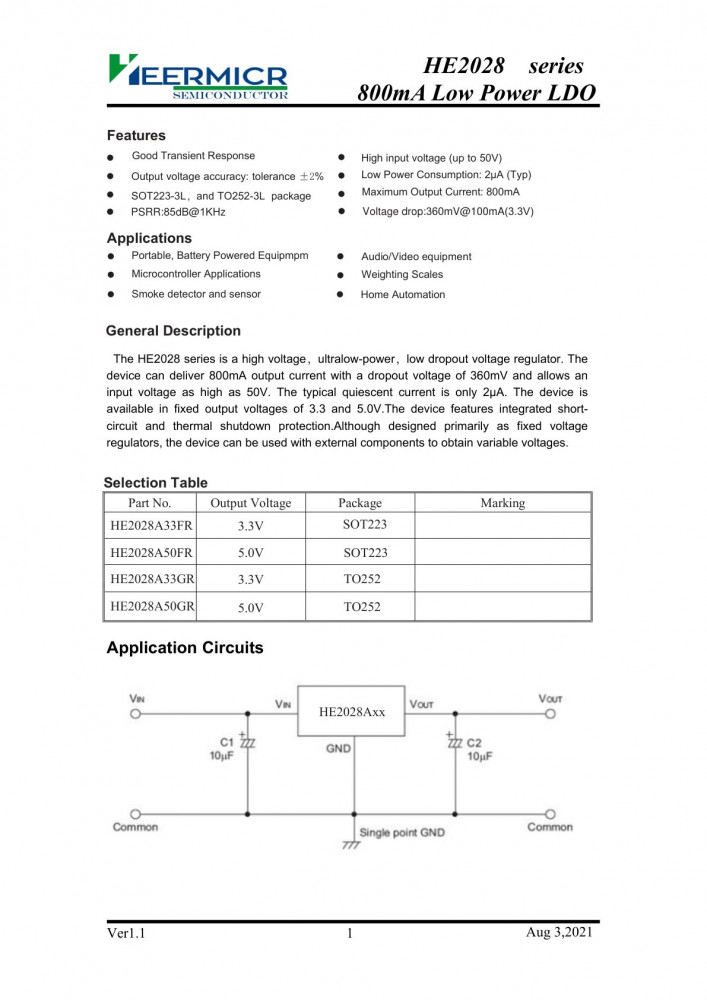 HE2028A50GR datasheet page 1