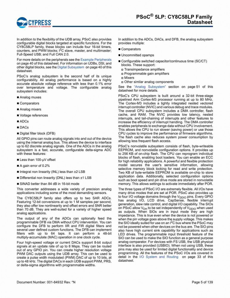 CY8C5888AXI-LP096 document page 6