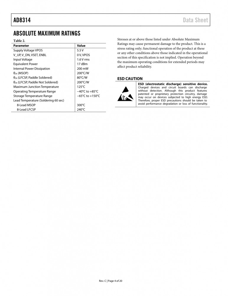 AD8314 datasheet page 4