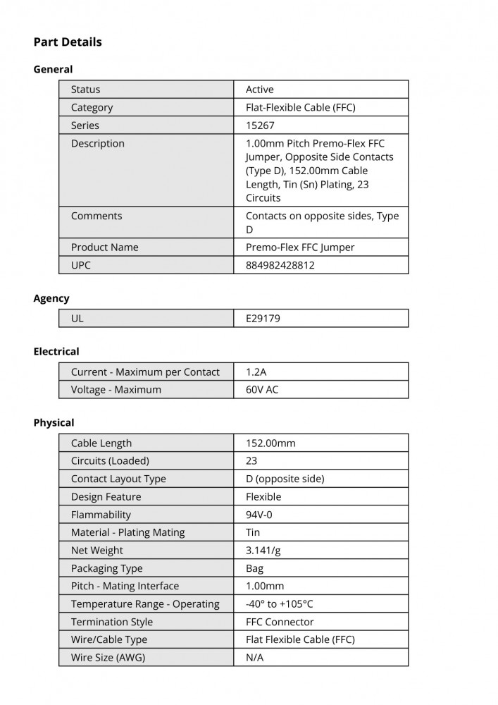 MOLEX 15267 family specification, page 2