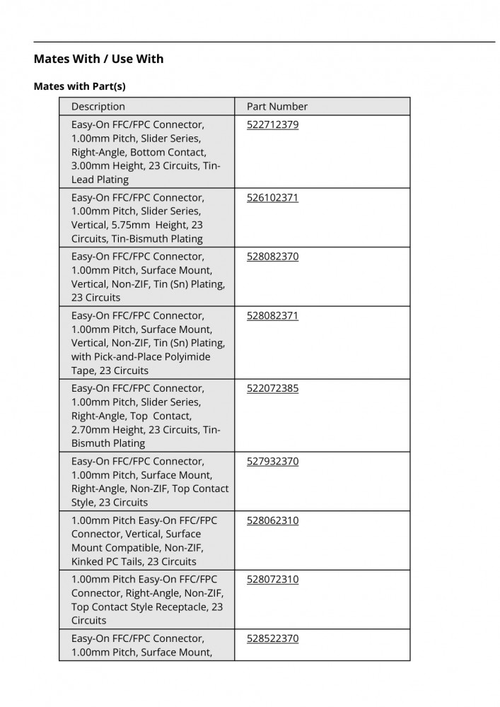 MOLEX 15267 family specification, page 3