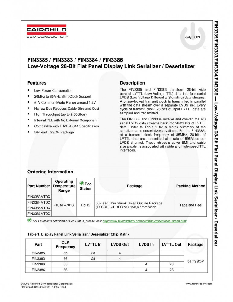 FIN3383 datasheet page 1