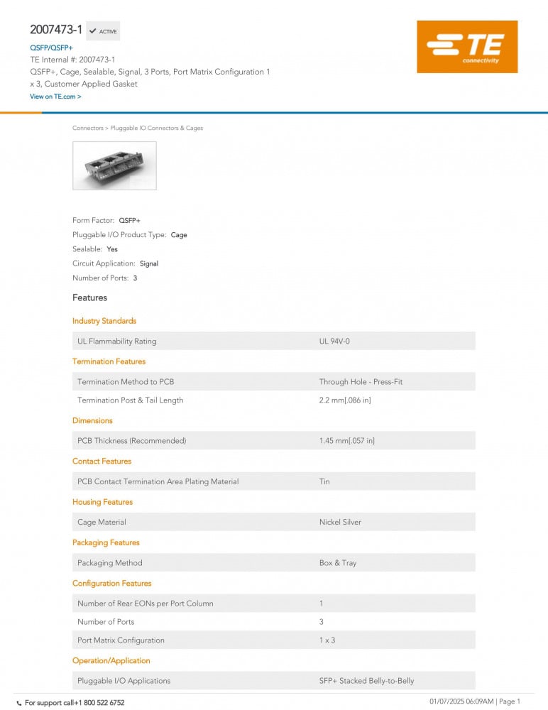 TE Connectivity 2007473-1 technical document page 1