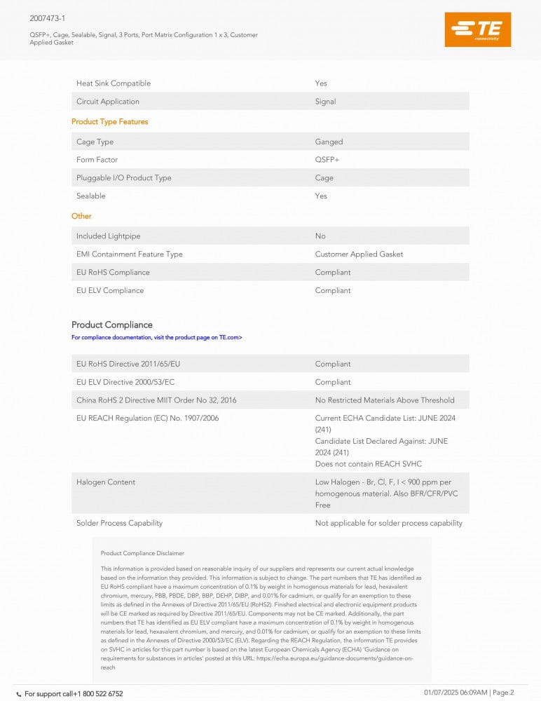 TE Connectivity 2007473-1 technical document page 2