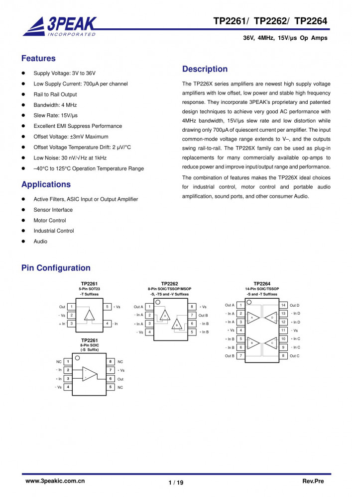 TP2262-SR datasheet page 1