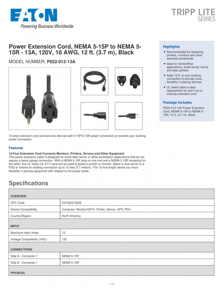 P022-012-13A technical document page 1