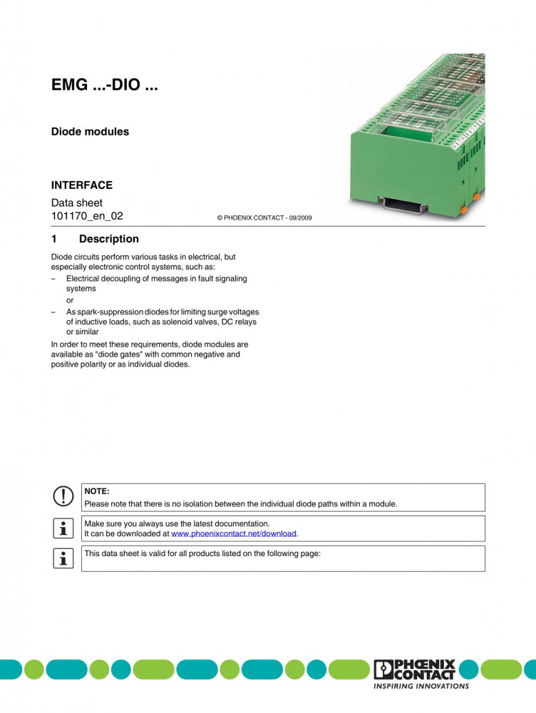 Phoenix Contact 2952211 technical document page 1