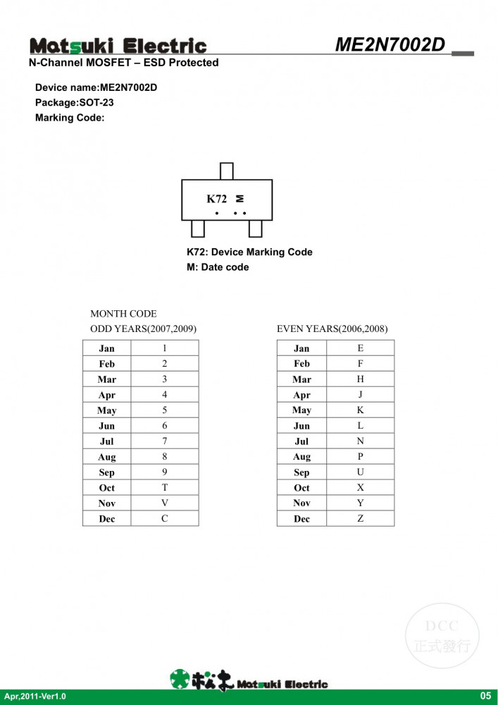 ME2N7002D technical document page 5