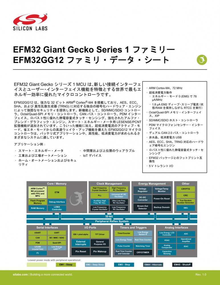 EFM32GG12 datasheet preview page 1