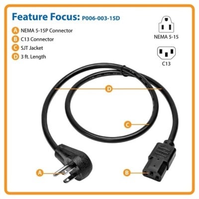 EATON P006-001 Power Line Cable and Extension Cord Assembly