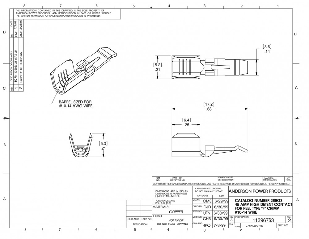 Anderson Power 269G3 engineering drawing