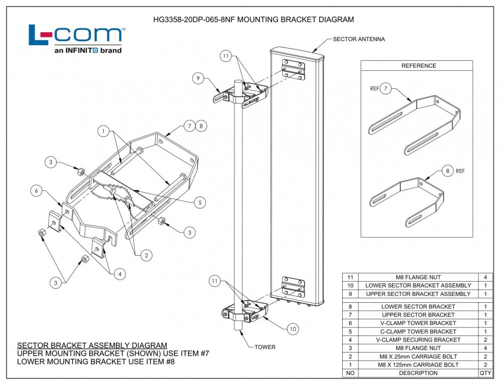 HG3358-20DP-065-8NF sector bracket assembly diagram