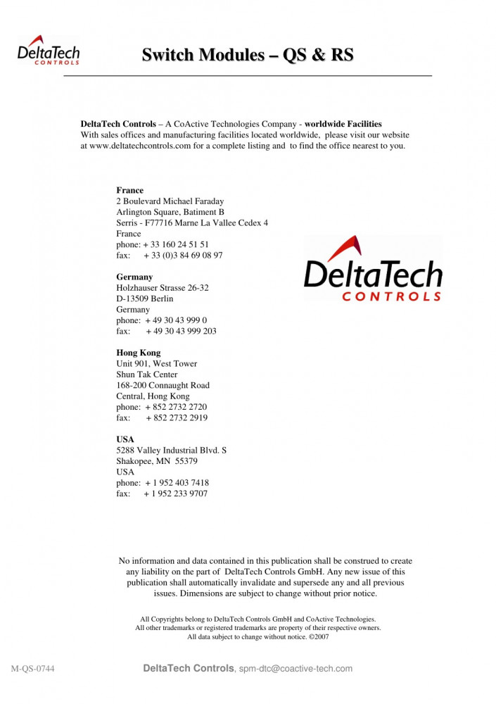 QS1 product documentation page 3