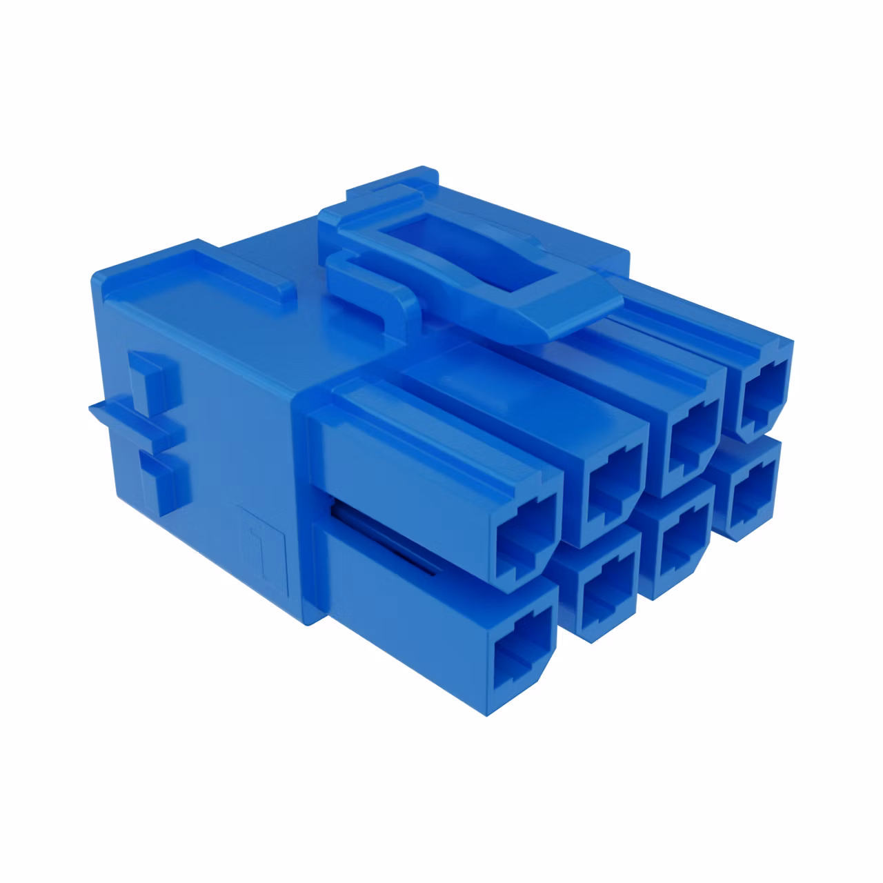 Mega-Fit ColorLock Tangless TPA-Capable Receptacle Housing, Dual Row, 8 Circuit, UL 94V-0, Glow-Wire Capable, Blue for sale