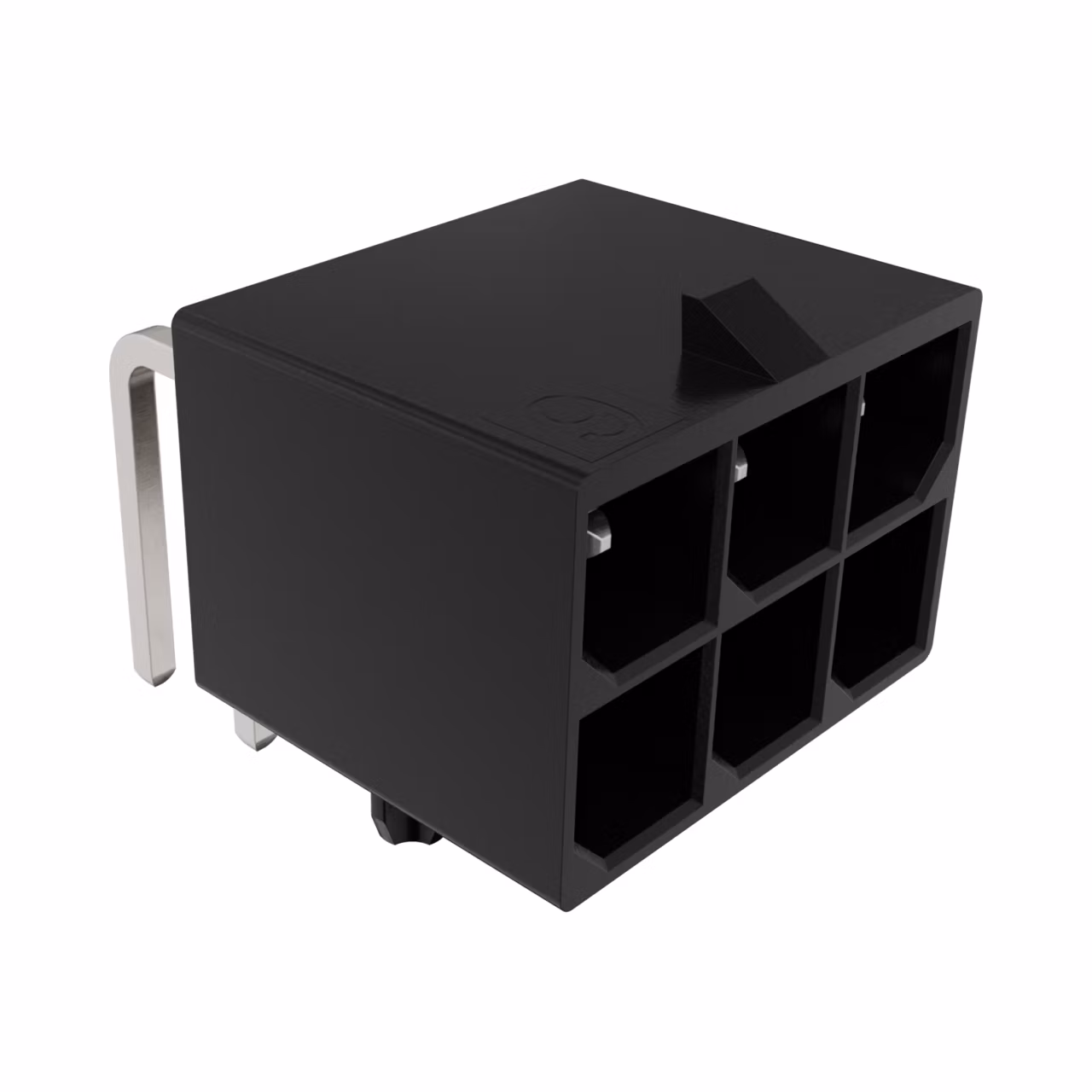 Mega-Fit Right-Angle Header, 5.70mm Pitch, Through Hole, Dual Row, 12 Circuits, Matte Tin (Sn) Plating, 3.60mm Tail Length, Glow-Wire Capable, Tray, Black