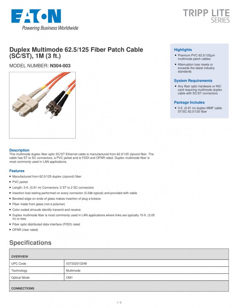 EATON N304-003 technical document page 1