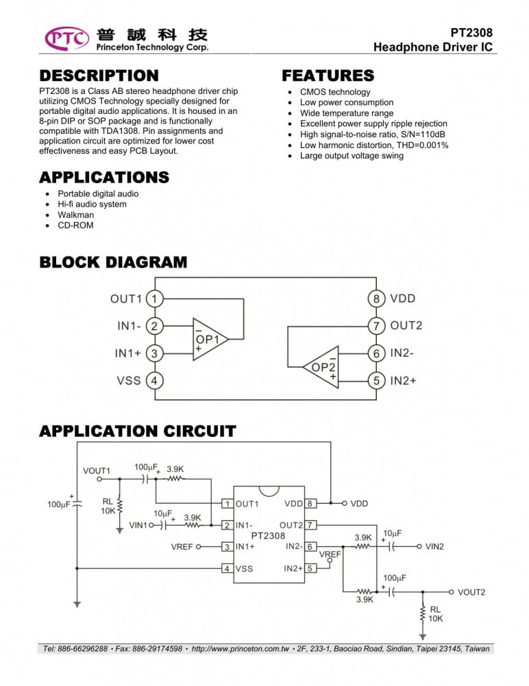 PT2308-S technical document page 1