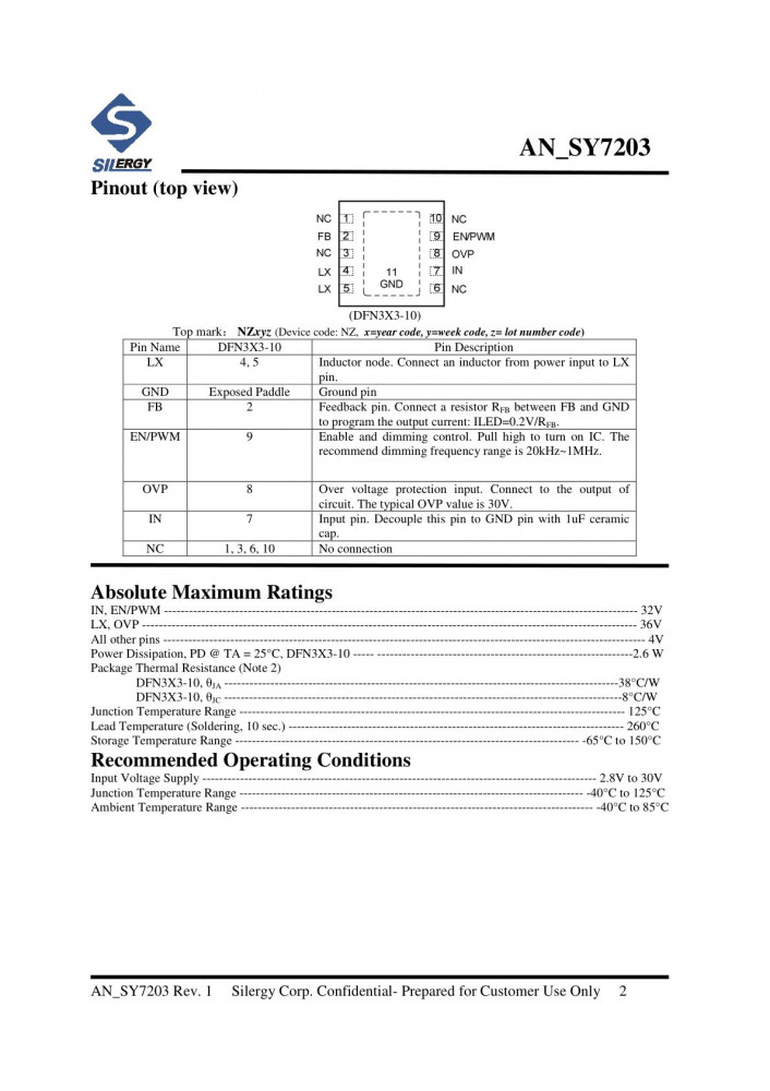 SY7203DBC datasheet page 2