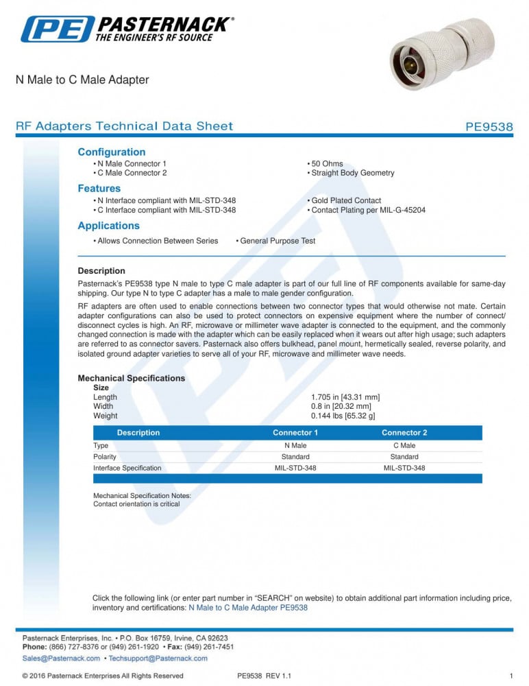 PE9538 technical document page 1