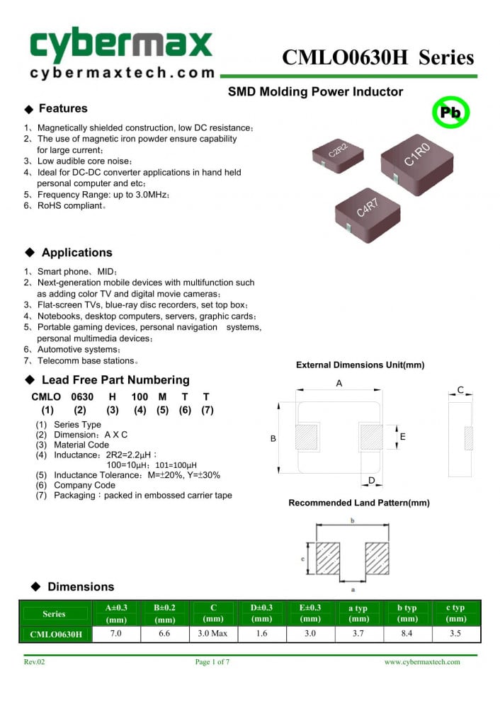 CMLO0630H100MTT datasheet page 1