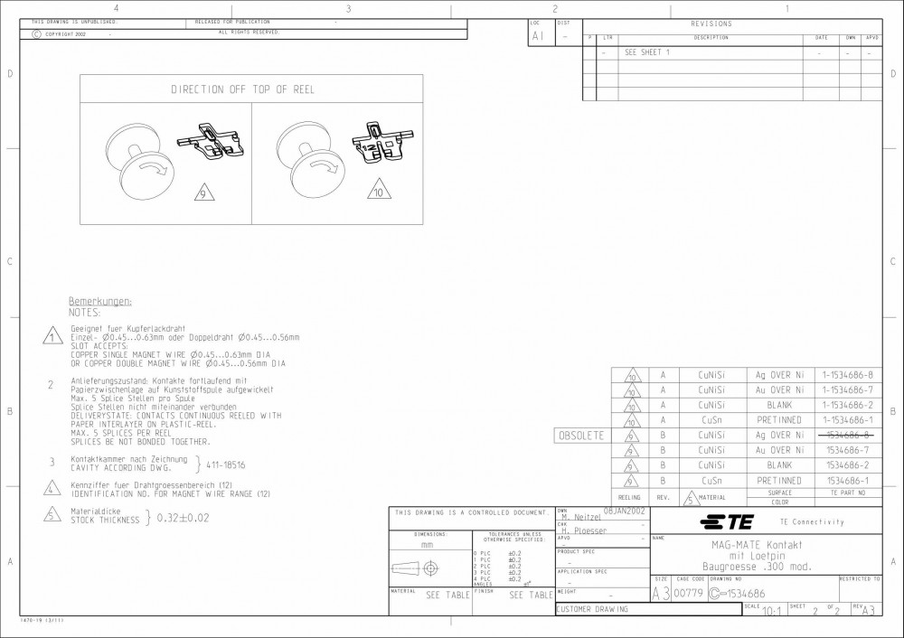 TE Connectivity 1534686-1 controlled drawing page 2