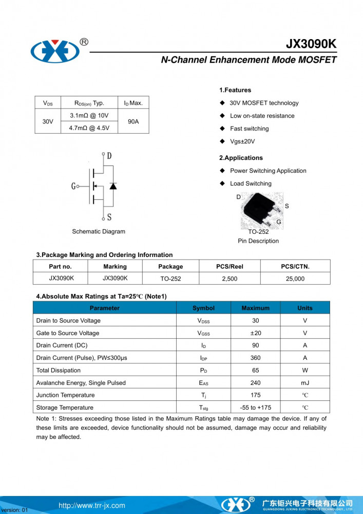 JX3090K datasheet page 1