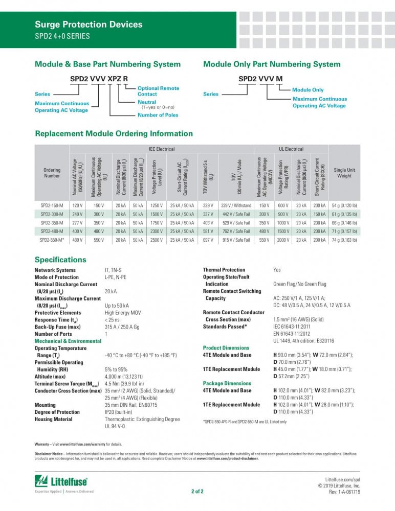 Littelfuse SPD2 technical document page 2