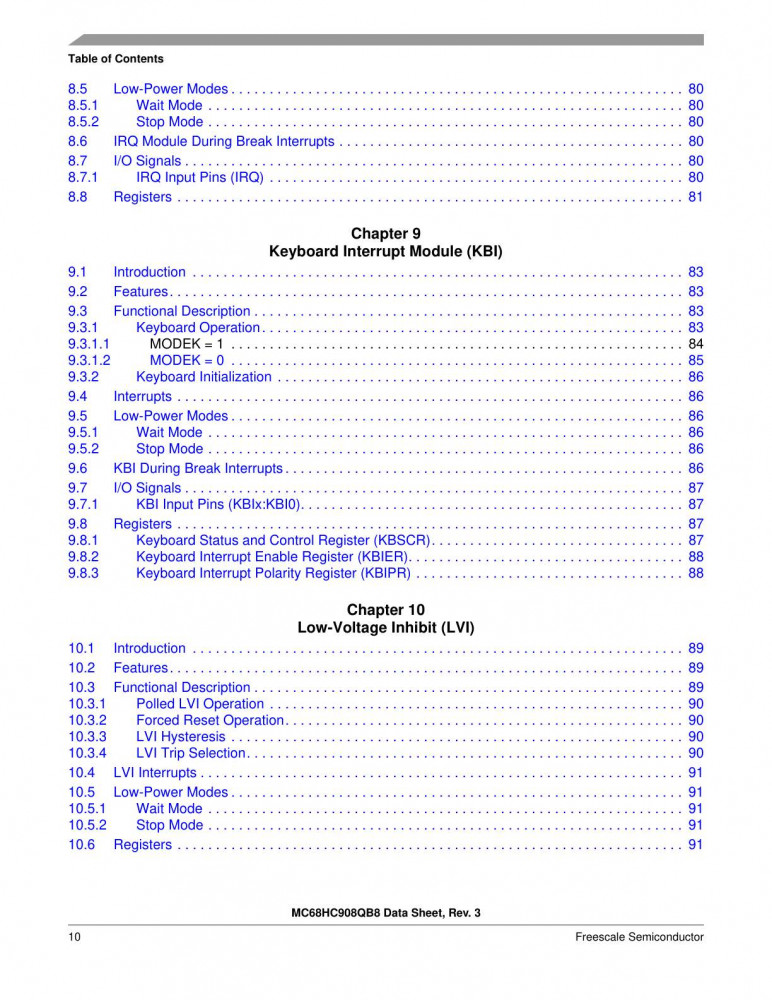 MC908QY8CDT datasheet page 10