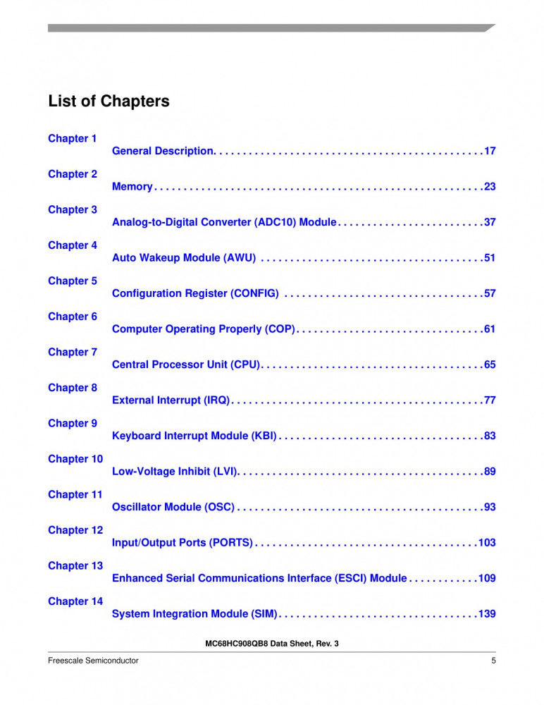 MC908QY8CDT datasheet page 5