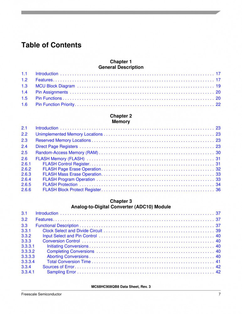 MC908QY8CDT datasheet page 7