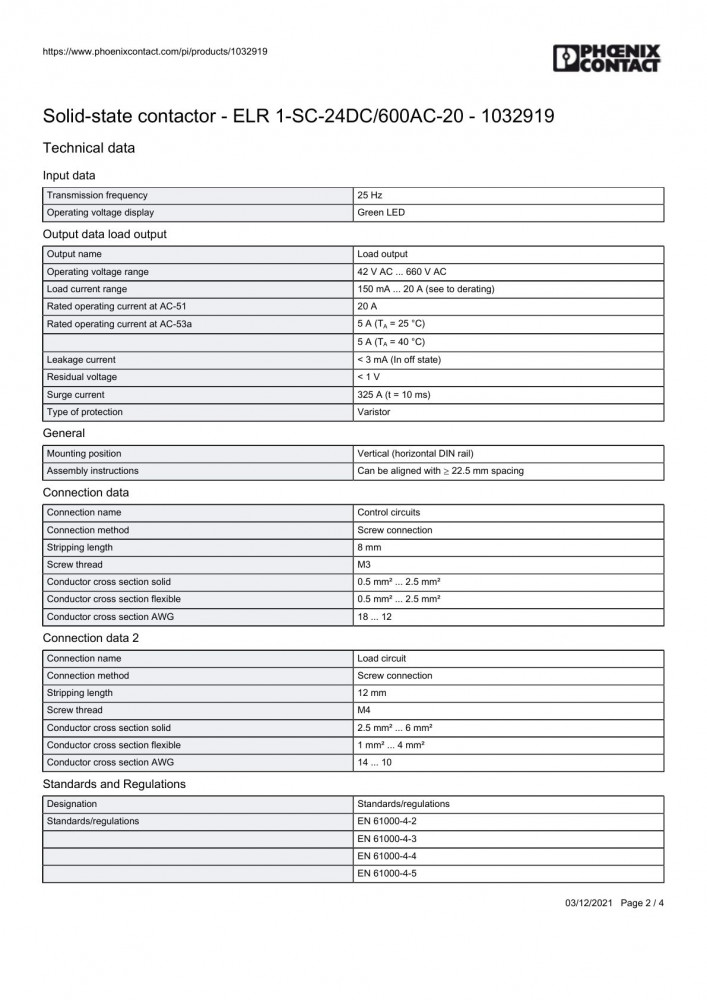 Phoenix Contact 1032919 technical document page 2