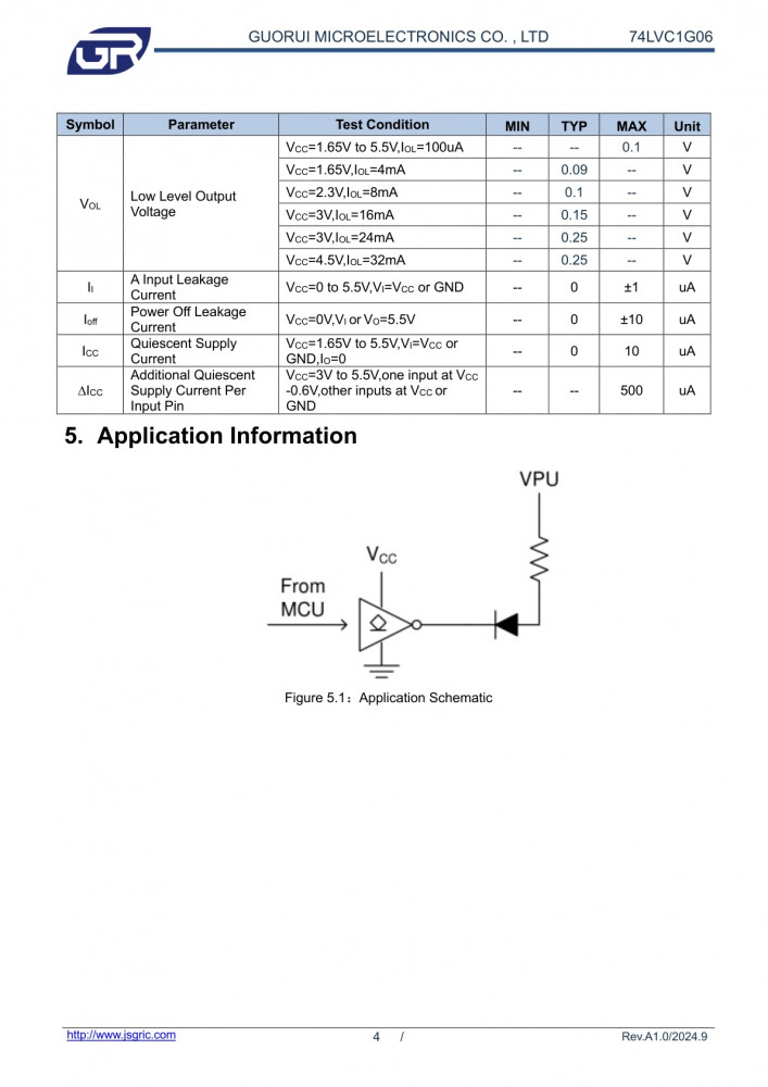74LVC1G06 technical document page 4
