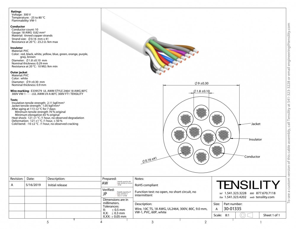 Tensility International 30-01335 product drawing preview