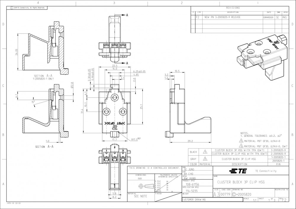 TE Connectivity 3-2005820-9 drawing sheet 1