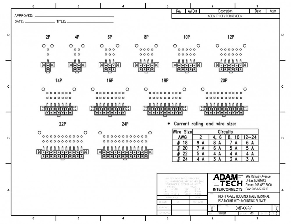 ADAM TECH DMF-XX-R-F connector drawing, sheet 2