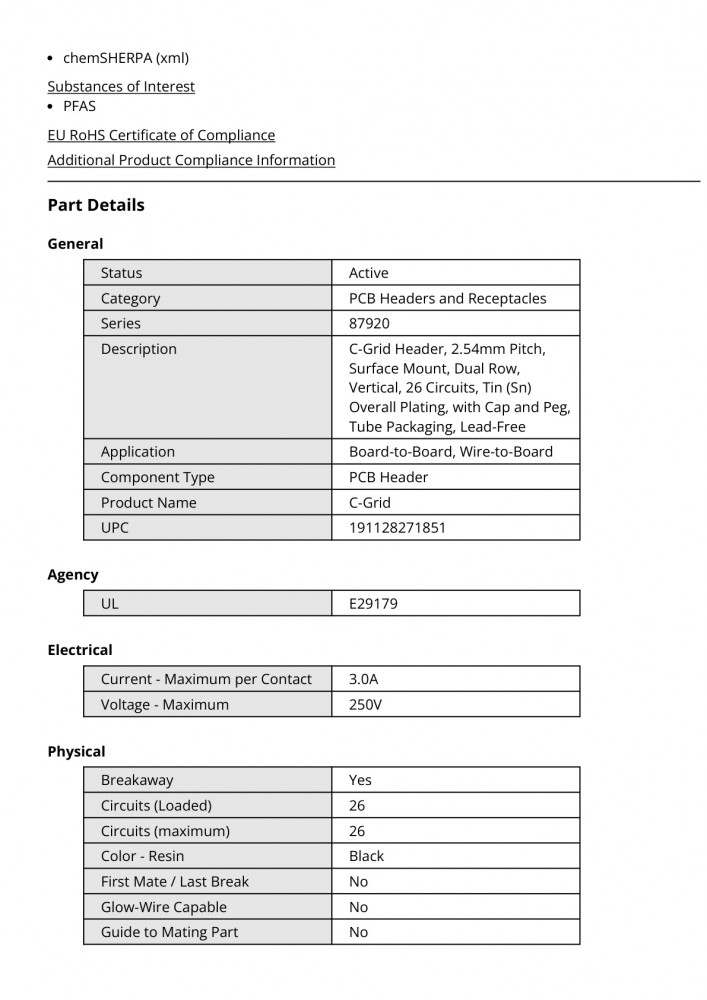 Technical document page 2 for MOLEX 879202698