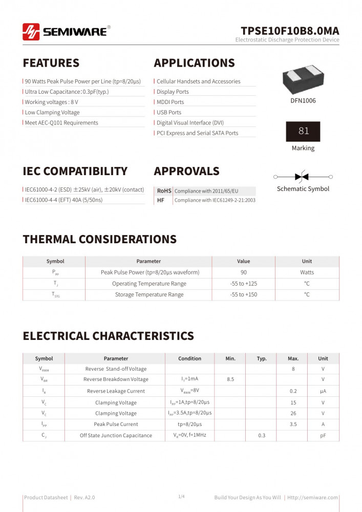 TPSE10F10B8.0MA datasheet page 1