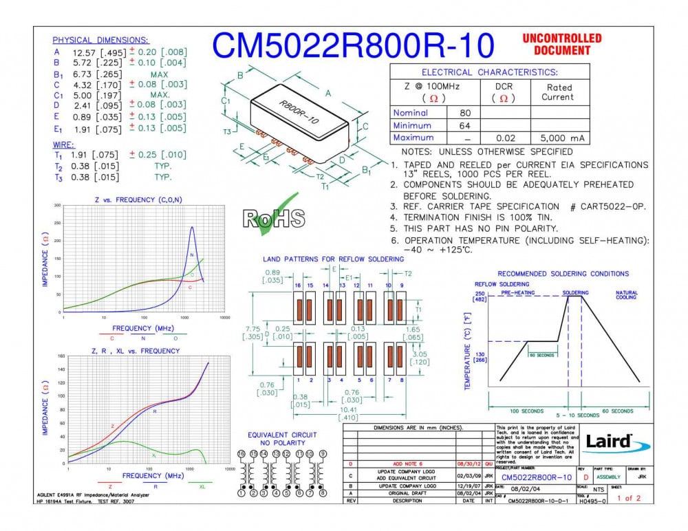 Laird CM5022R800R-10 technical document