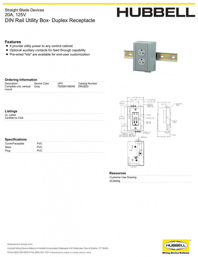 Burndy DRUB20 product document image